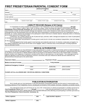 Fillable Online PARENTAL CONSENT-MED FORM Fax Email Print - pdfFiller