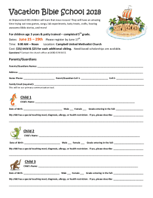 Fillable Online Learning - VBS - Reformation Lutheran Church Fax Email ...