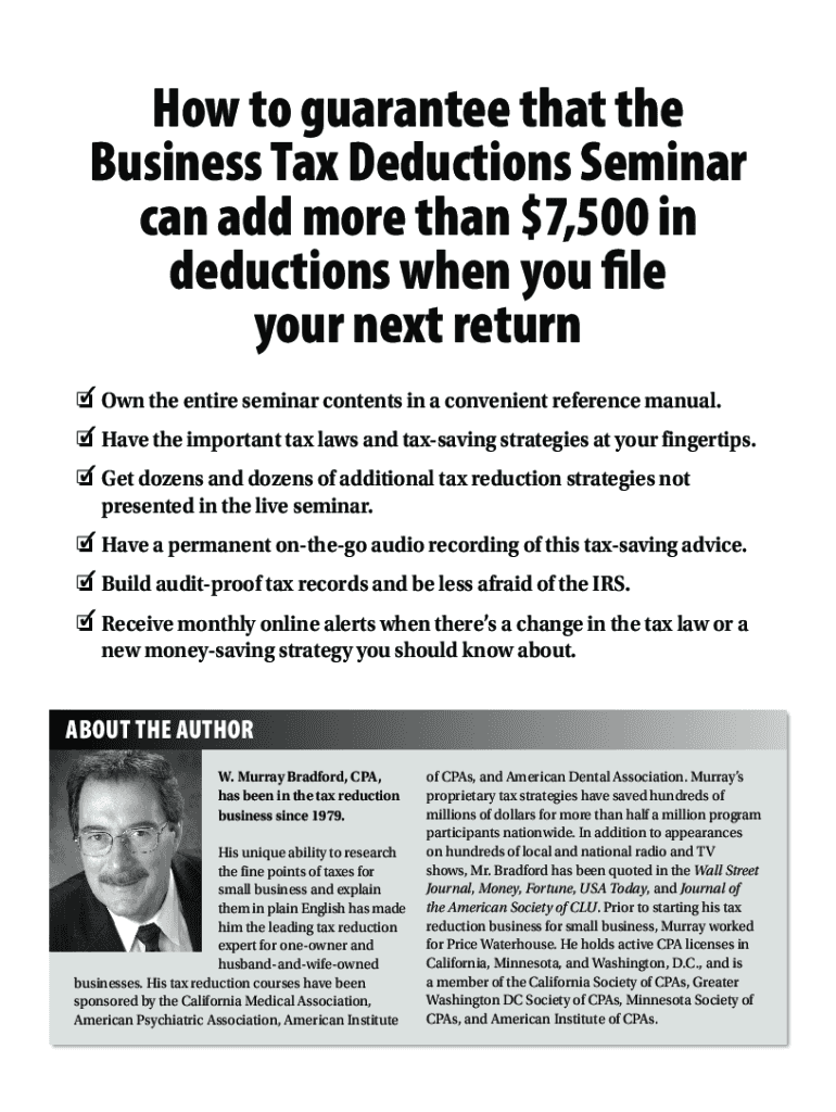 Fillable Online Small Business Tax Deductions - Business Write-Offs Fax ...