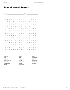 Fillable Online Travel Word Search Fax Email Print - pdfFiller