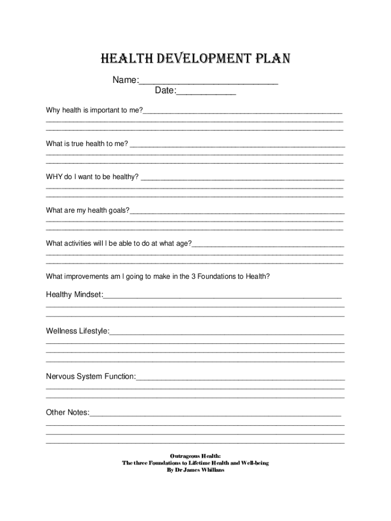 Fillable Online HEALTH DEVELOPMENT PLAN Fax Email Print - pdfFiller
