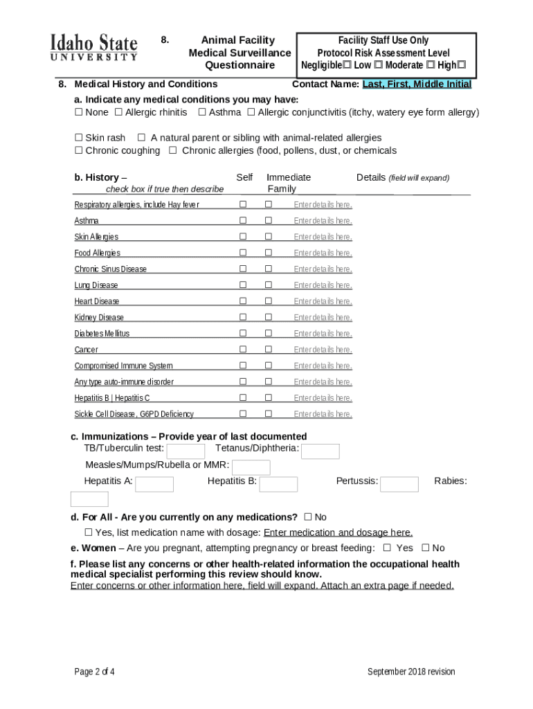 Animal Facility and IACUC protocol . Animal Use Occupational Health Doc ...