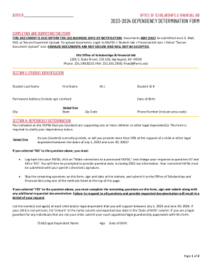 Fillable Online 2023-2024 DEPENDENCY DETERMINATION FORM Fax Email Print ...