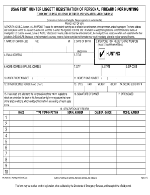 Fillable Online Personal Firearms and Weapons Registration Form Fax Email Print - pdfFiller