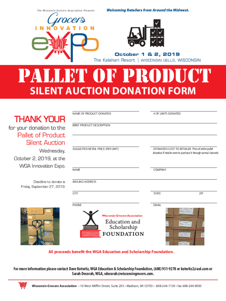 Fillable Online pallet of products donation form2019 Fax Email Print ...