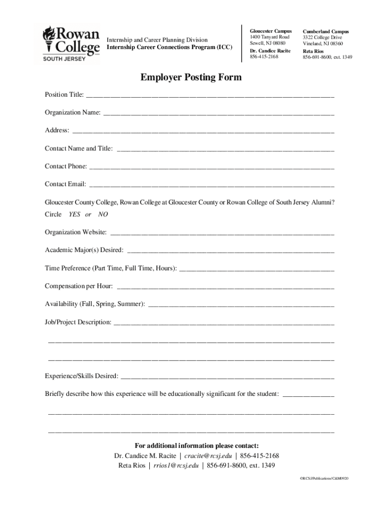 Fillable Online Employer Posting Form Fax Email Print - pdfFiller