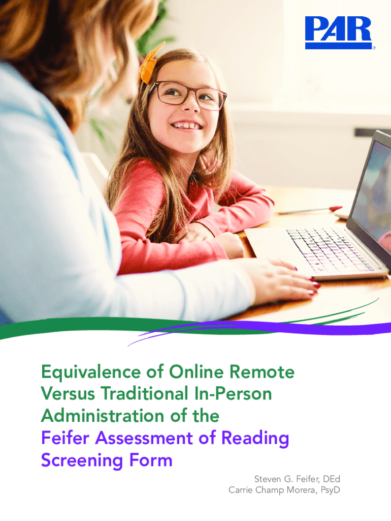 Fillable Online Feifer Assessment of Reading Screening Form Remote Fax ...