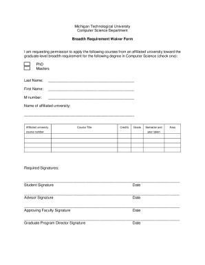 Fillable Online Breadth Requirement Waiver Form Fax Email Print - pdfFiller
