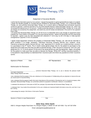 Fillable Online Assignment of Payment of Insurance Benefits and ... Fax ...