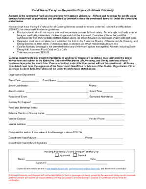 Fillable Online Food Waiver/Exception Request for Events Fax Email ...