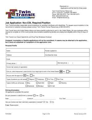 Fillable Online Job Application- CDL Required Position Fax Email Print ...