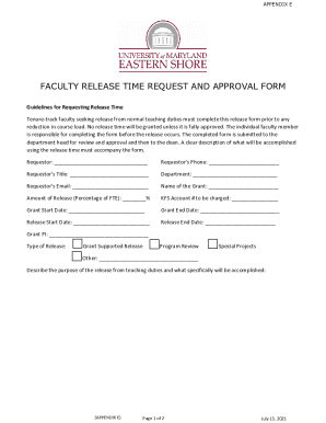 Fillable Online FACULTY RELEASE TIME REQUEST AND APPROVAL ... Fax Email ...