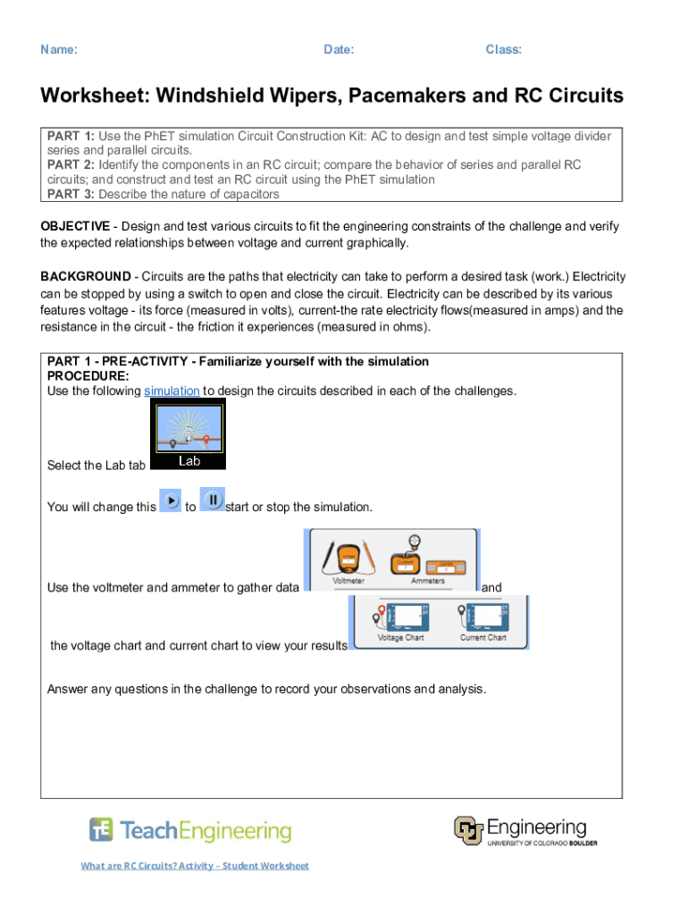 Fillable Online Worksheet: Windshield Wipers, Pacemakers and RC ...