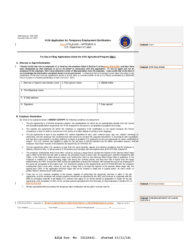 Fillable Online Form ETA-9142A APPENDIX A Fax Email Print - pdfFiller