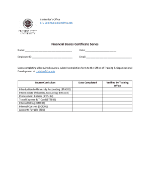 Fillable Online hr fsu Financial Basics Certificate Series Fillable ...