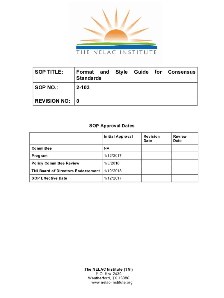 Fillable Online SOP TITLE Development and Approval of TNI Policies and ...