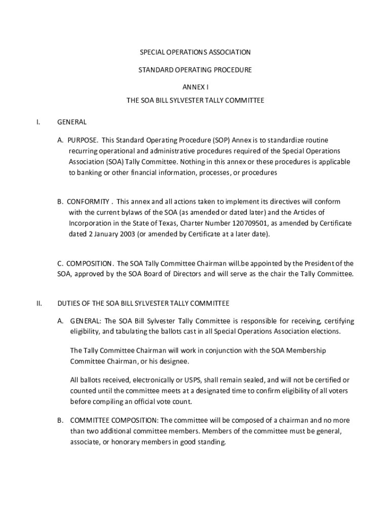 Fillable Online SOP-Annex-I-Tally-Committee-approved-2022- ... Fax ...