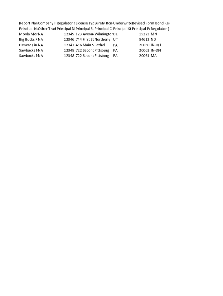 Fillable Online mortgage nationwidelicensingsystem Sample Surety Bond Transaction Fax Email ...