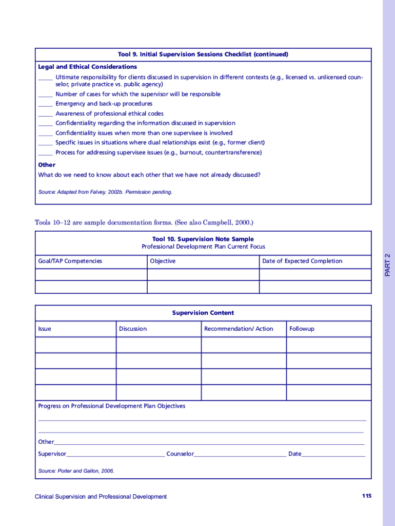 Fillable Online Initialsupervisionsessionschecklistcontinued Fax Email Print Pdffiller
