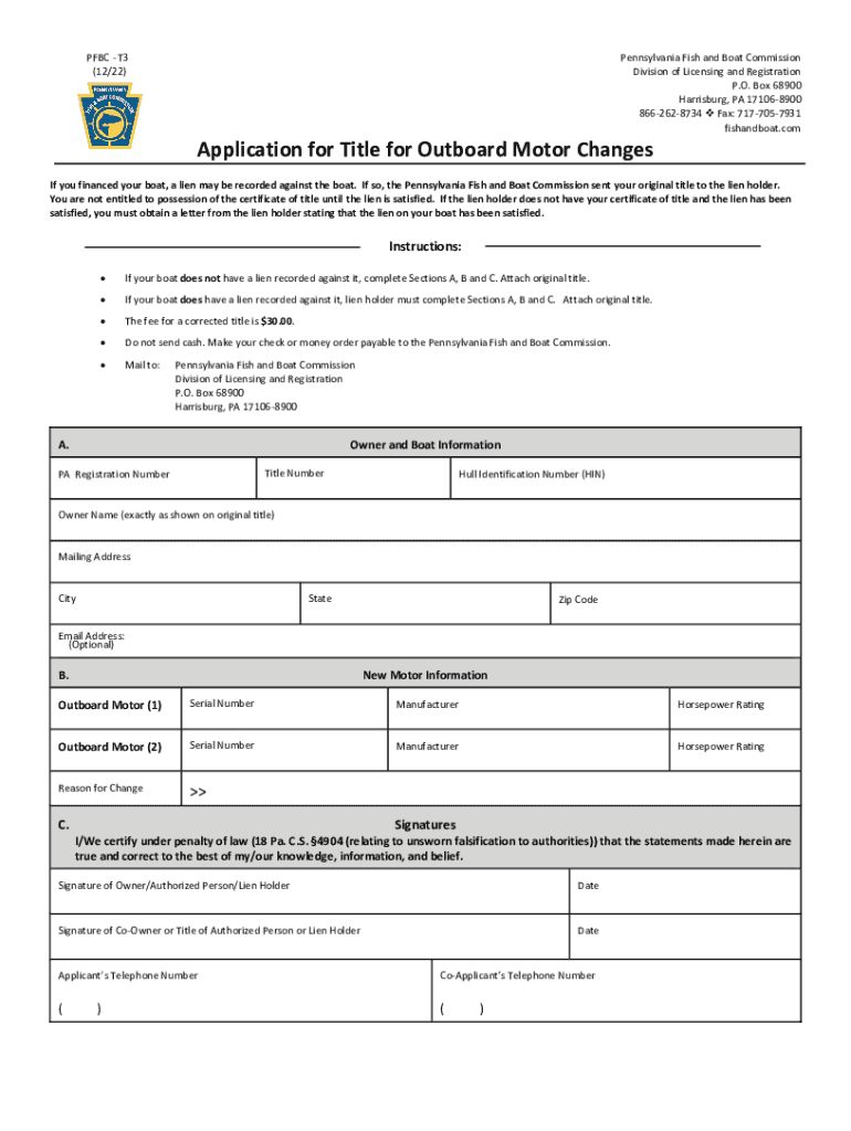 Fillable Online Pennsylvania Title Application - Fill Online, Printable ...