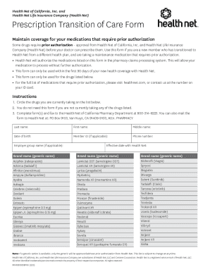 Fillable Online Prescription Transition of Care Form Fax Email Print ...