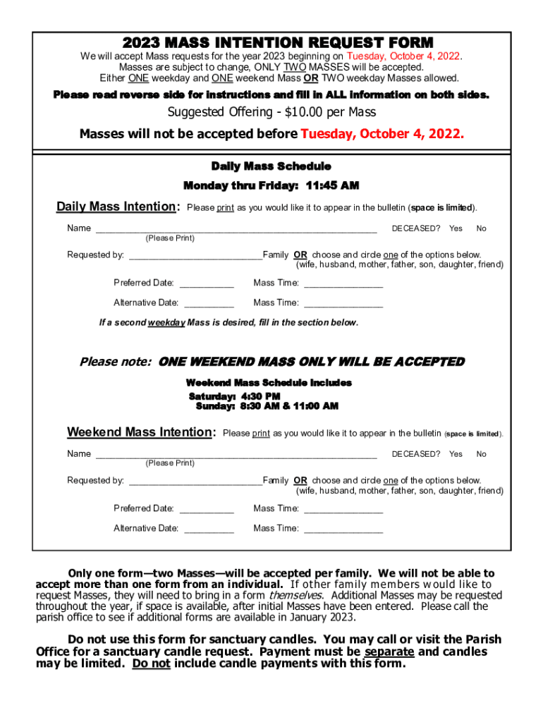 Fillable Online Mass Intention Request Forms.pdf Fax Email Print ...