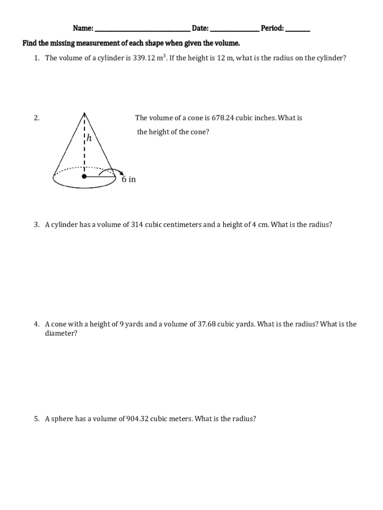 Fillable Online Find the missing measurement of each shape when gi Fax ...