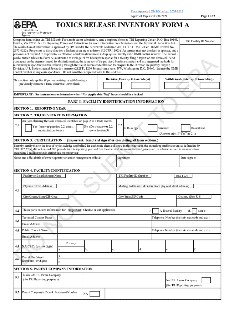 Fillable Online Electronic Submission of TRI Reporting Forms Fax Email ...
