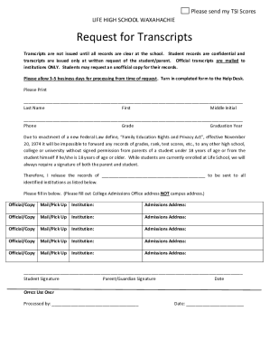Fillable Online Student Academic Record or Transcript Requests Fax Email Print - pdfFiller