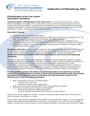 Fillable Online Philanthropist of the Year Award Nomination Guidelines ...