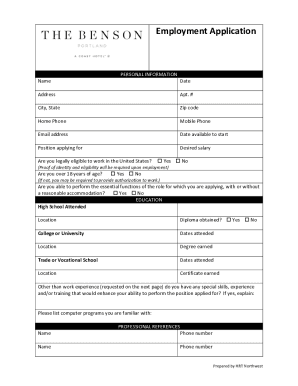 Fillable Online EMPLOYMENT / JOB APPLICATIONeForms Fax Email Print ...