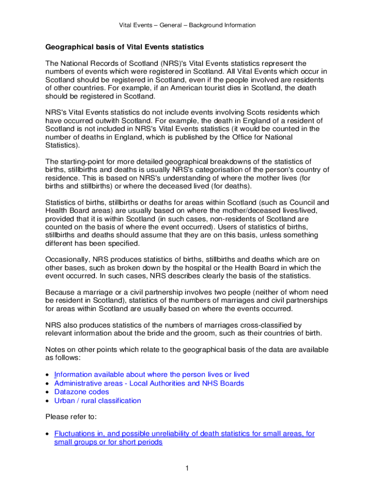 Fillable Online Geographical basis of Vital Events statistics. vital events general - Background ...