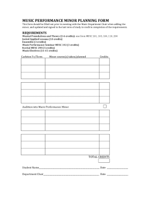 Fillable Online MUSIC PERFORMANCE MINOR PLANNING FORM Fax Email Print ...