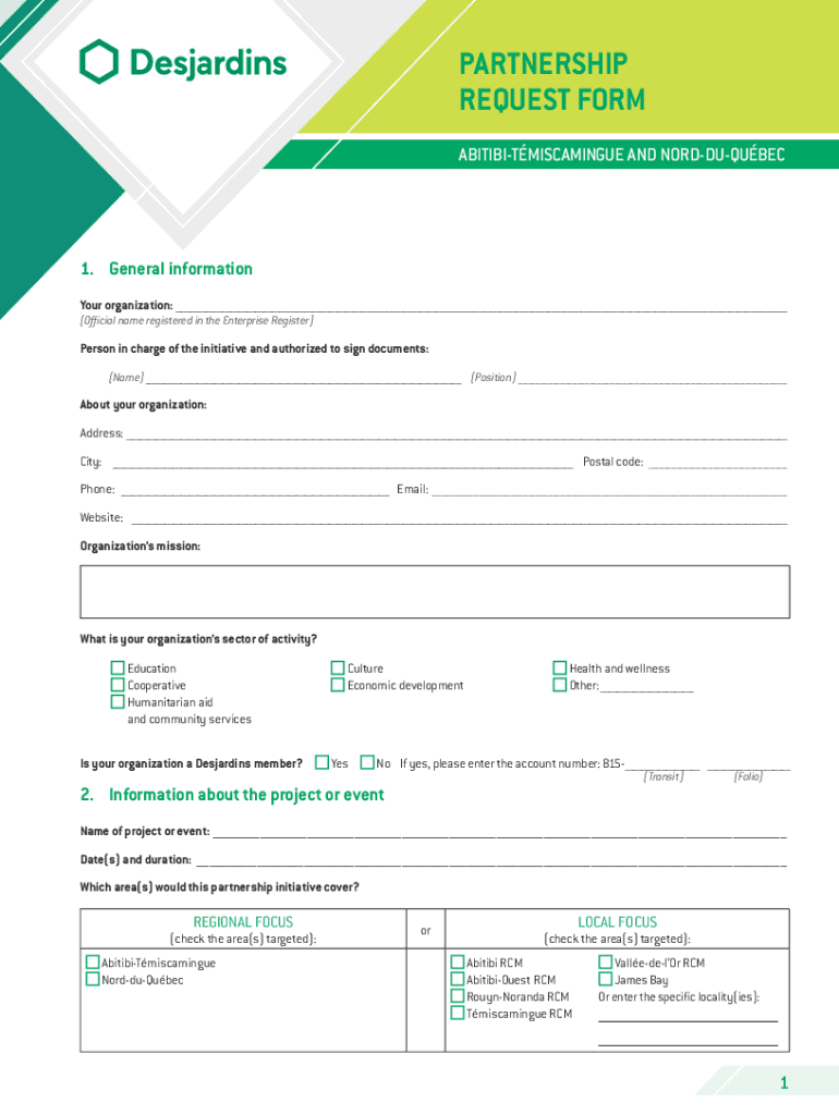 Fillable Online Partnership request form Fax Email Print - pdfFiller