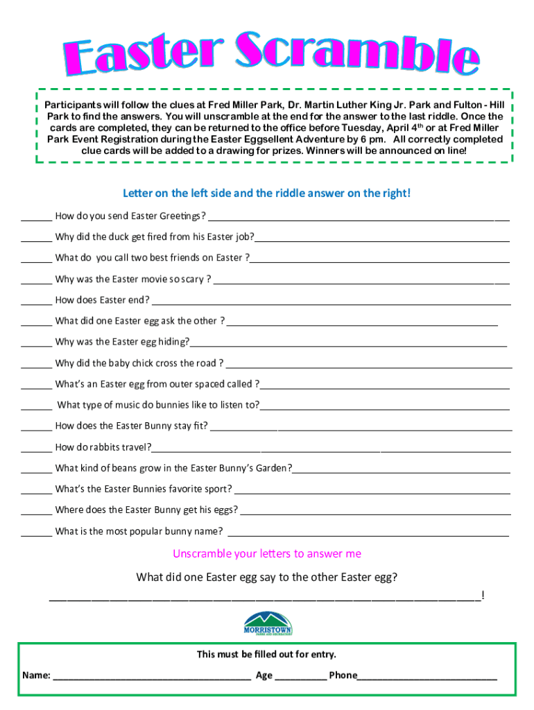 Fillable Online Letter on the left side and the riddle answer on the ...