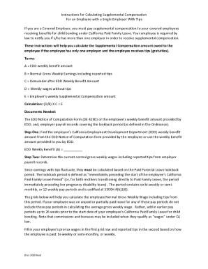 Fillable Online Single Employer No Tips Calculation Instruction for ...