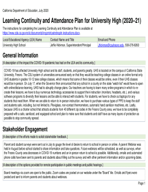 Fillable Online Learning Continuity Plan and LCAP Comparison Chart Fax ...