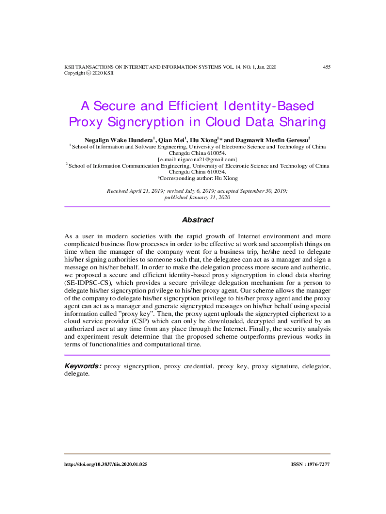 Fillable Online A Secure And Efficient Identity Based Proxy