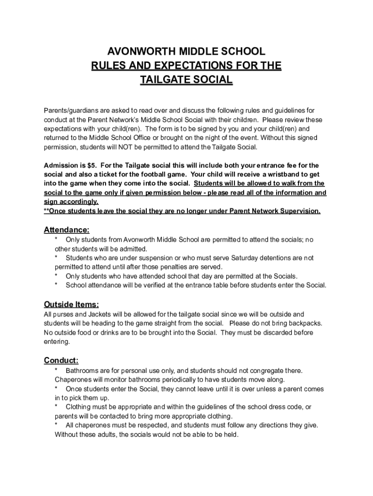 Fillable Online 22-23 Rules for Tailgate Permission Form.docx Fax Email Print - pdfFiller