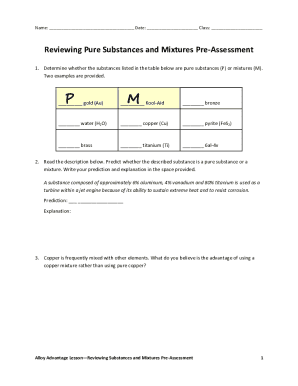 Fillable Online Reviewing Pure Substances and Mixtures Pre-Assessment ...