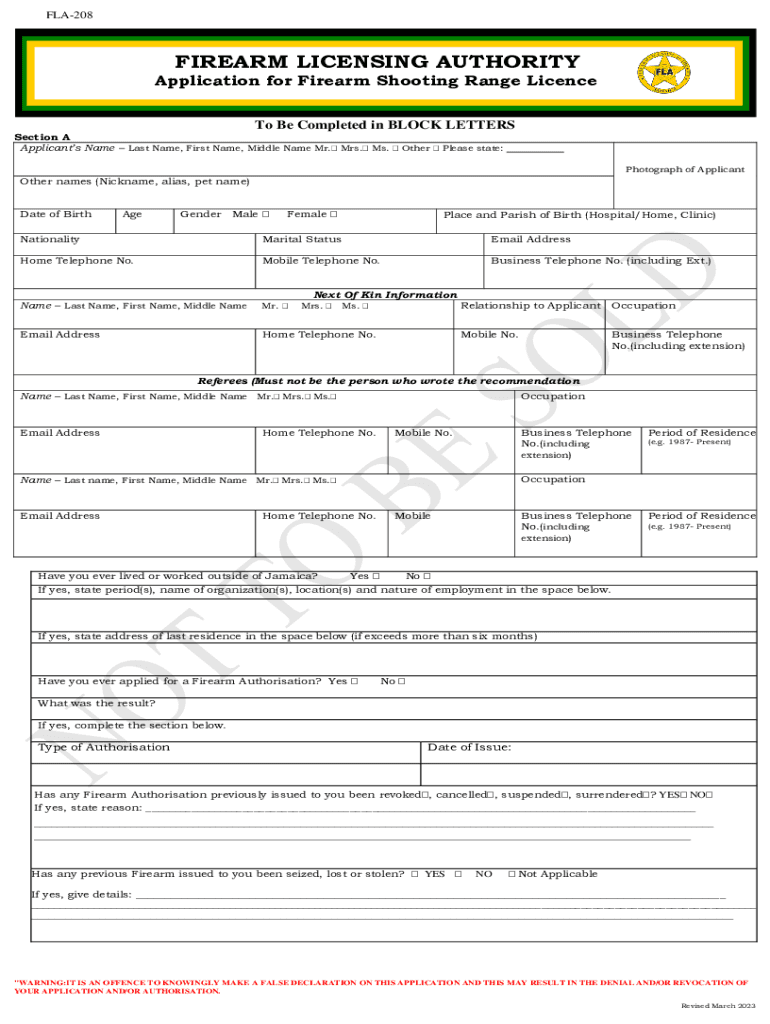 Fillable Online FORM 15B APPLICATION/RENEWAL FOR A SHOOTING ... Fax ...