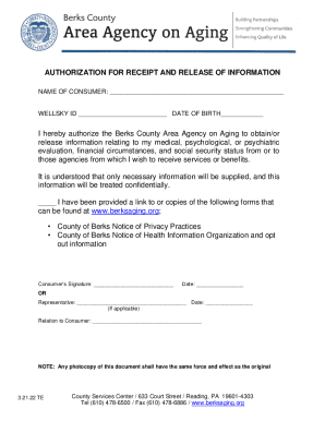 Fillable Online Authorization for Receipt and Release of Information ...