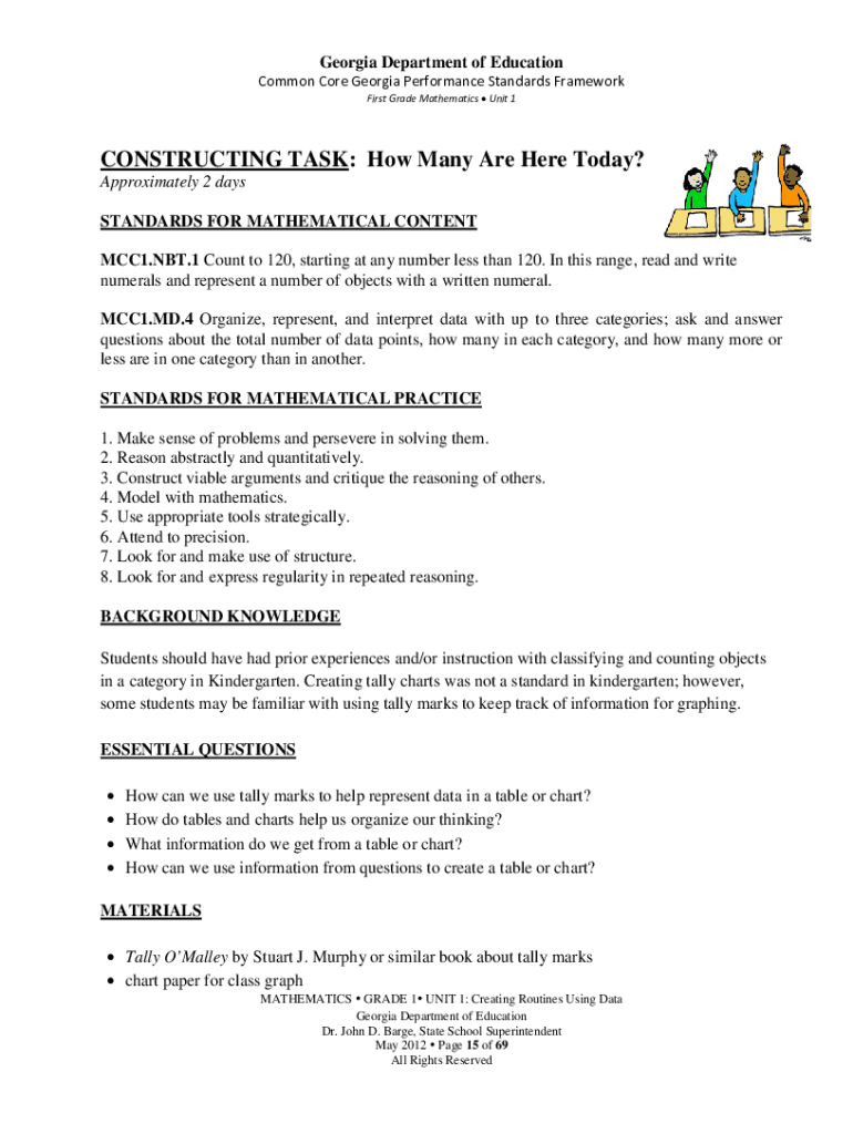 Fillable Online GSE First Grade Unit 1: Creating Routines Using Data ...