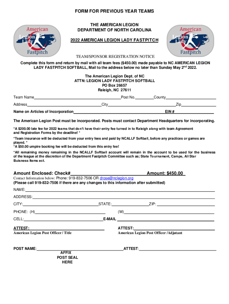 Fillable Online Form for PREVIOUS YEAR TEAMS Fax Email Print - pdfFiller