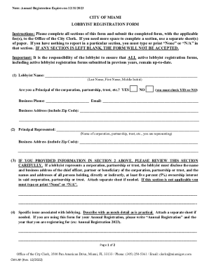 Fillable Online 2023 Lobbyist Registration Form City of Miami. 2023 ...