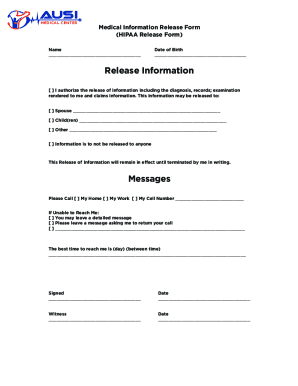 Fillable Online Release Information Messages Fax Email Print - pdfFiller