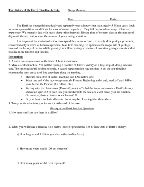Fillable Online Earth Timeline: A Guide to Earth's Geological History ...