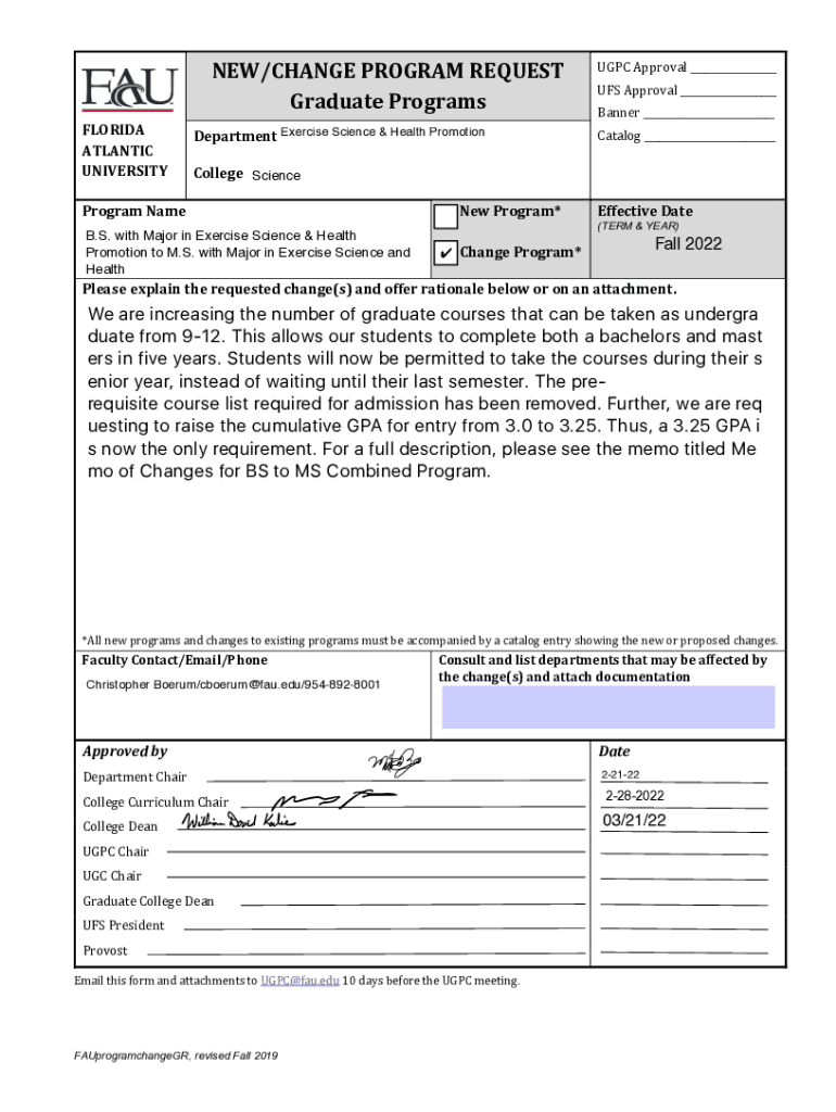 Fillable Online Exercise Science and Health Promotion, M.Sc. Fax Email ...