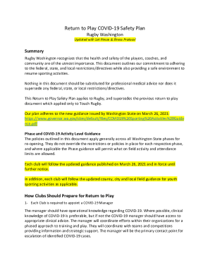 Fillable Online Guidelines for Rugby WA and Club Return to Play COVID ...