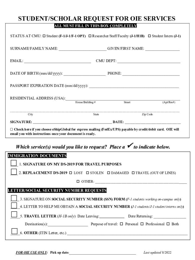 Fillable Online Change of Non-Immigrant Status to F StatusOIE Fax Email Print - pdfFiller